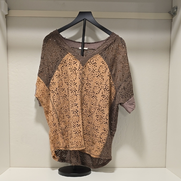 Mystree | Tops | Mystree Brown And Tan Crochet Blouse | Poshmark